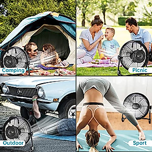 C cuculu Rechargeable Battery Operated Fan, 15000mAh Battery Powered Fan 12'' Cordless Fan with Metal Blade, High Velocity Portable Fan for Garage, Backyard, Camping, Travel.