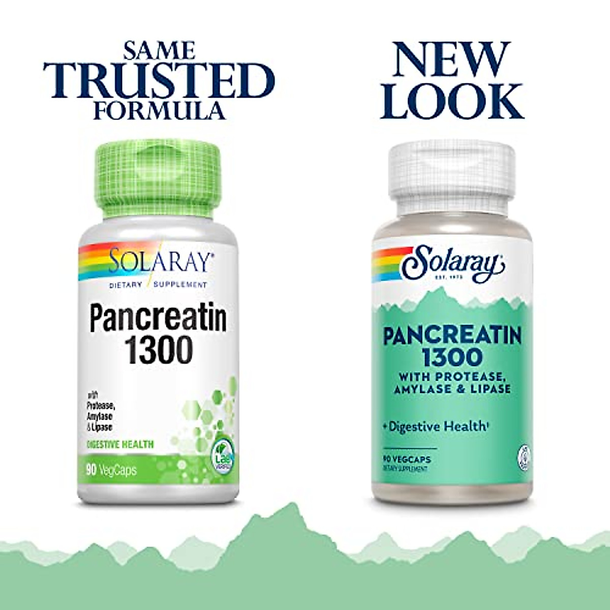 SOLARAY Pancreatin 1300 | Pancreatic Digestive Enzymes Plus Papaya for Healthy Digestion Support | 90 VegCaps, 90 Serv.