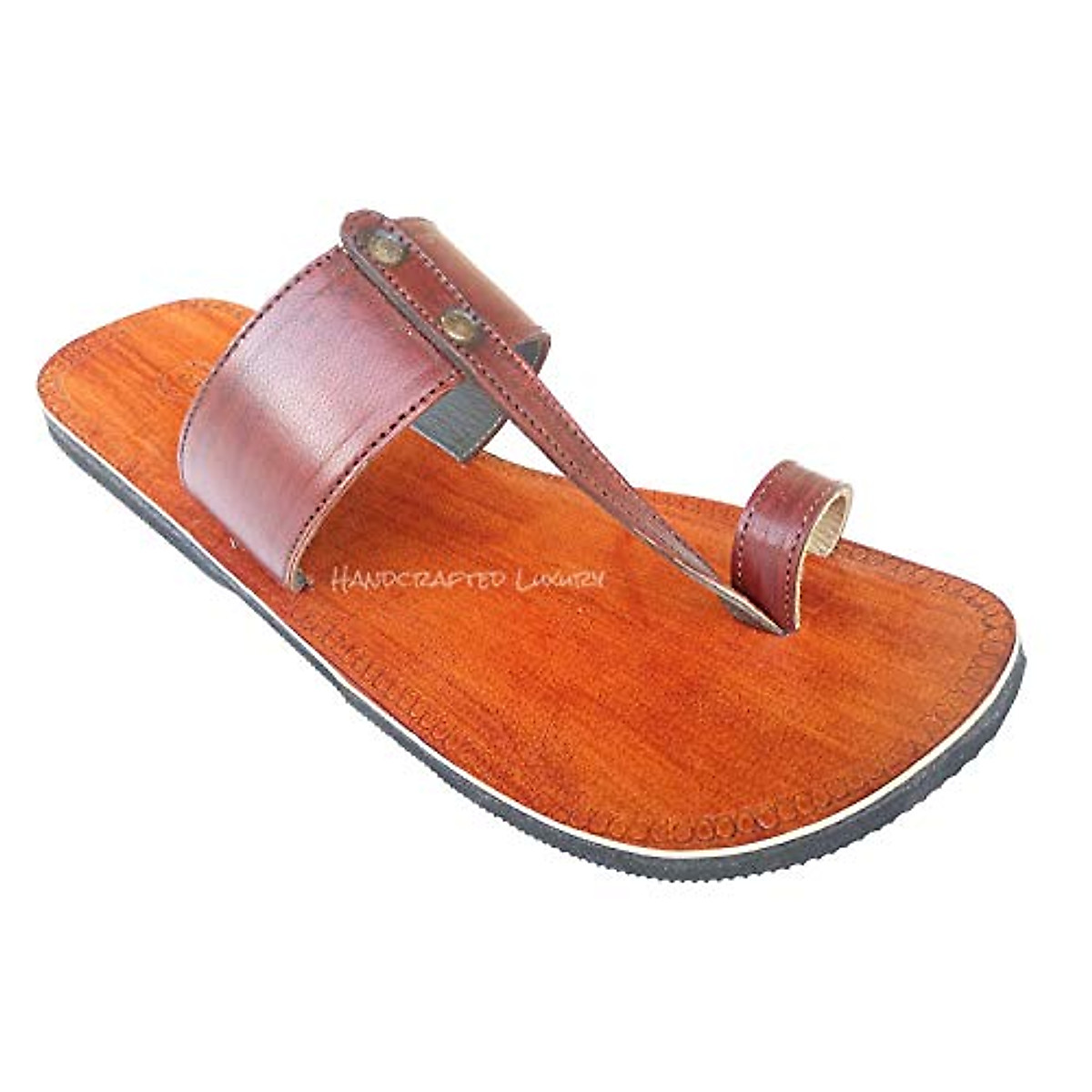 Handcrafted Luxury Men Jesus Sandals Biblical Leather Sandals Brown Toe Strap Hippie Indian Sandals (US 9)