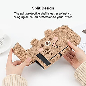 GeekShare Cute Plush Protective Case Cover Compatible with Nintendo Switch and Joy Con- Shock-Absorption and Anti-Scratch - Plush Bear