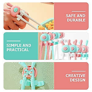 8 pcs Lovely Reusable Plastic Sleeves Learning Snack Chopsticks, Auxiliary Rabbit Conters Cartoon Gifts Gamers Snacks Random Tongs Gamer Clips Slip Phones Clips, Eating