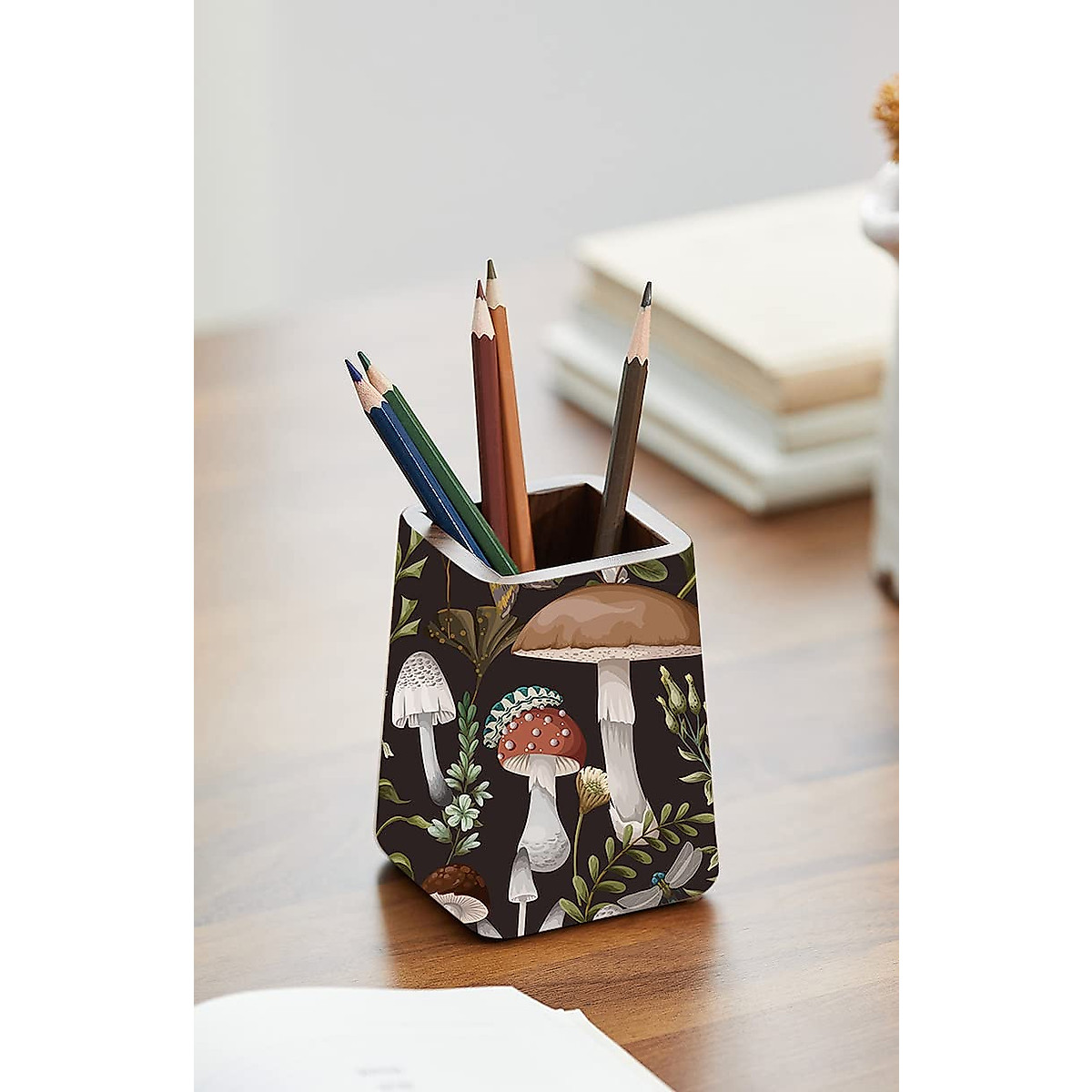 HAOKHOME Peel and Stick Wallpaper Boho Mushroom Removable Stick on Forest Contact Paper for Bathroom Black/Brown/Green 17.7in x 32.8ft