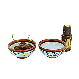 Cactus Canyon Ceramics VERY SMALL Spanish Terracotta 5-Piece VERY SMALL Mini-Bowl (Pinch Bowls) Set, White