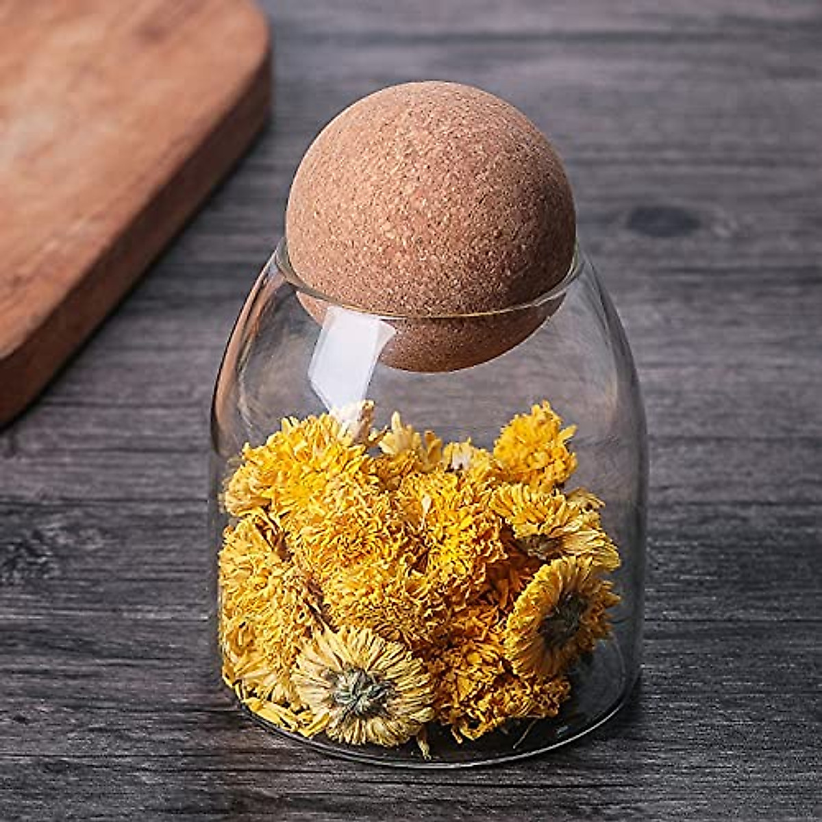 Glass Jar with Wood Lid Ball Jar Food Storage Container Clear Candy Jars Food Storage Canister Sugar Coffee Tea Beans Spice Salt Storage 3 Pcs