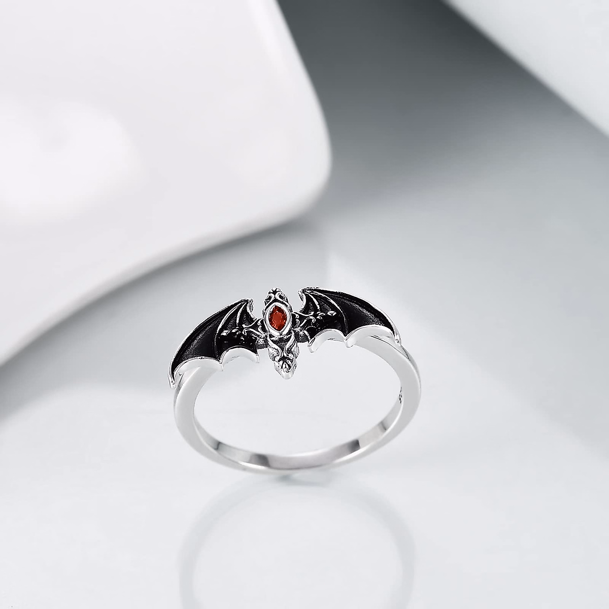 SHEAISRS Bat Ring Sterling Silver Goth rings Jewelry Cute Animal Ring Gift for Women Girlfriend 7 (7)