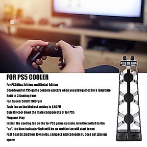 Dobe for PS5 Cooling Fan Efficient Game Console Cooler for PS5 Disc and Digital Edition Ultra HD Console Cooling System for PS5