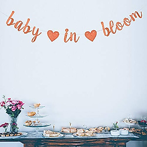 Rose Gold Glitter Baby in Bloom banner, Welcome Baby, Spring Floral Theme Gender Reveal/Baby Shower Party Decorations