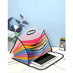 13 Pockets Expanding File Folder with Handle Accordion File Folder Organizer for A4 Letter Size Paper Document Holder Organizer with Expandable Cover (1)