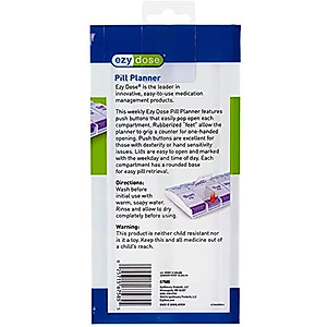 EZY DOSE Push Button (7-Day) Pill, Medicine, Vitamin Organizer | Weekly, 2 Times a Day, AM/PM | Large Compartments | Arthritis Friendly | Clear Lids