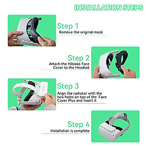 HiBloks Cooling Fan Face Cover for Meta/Oculus Quest 2 Accessories, Upgraded Soft PU Leather Face Cover, Quest 2 Cooling Fan Active Air Circulation Ventilation to Relieve Lens Fogging (2 Speeds)