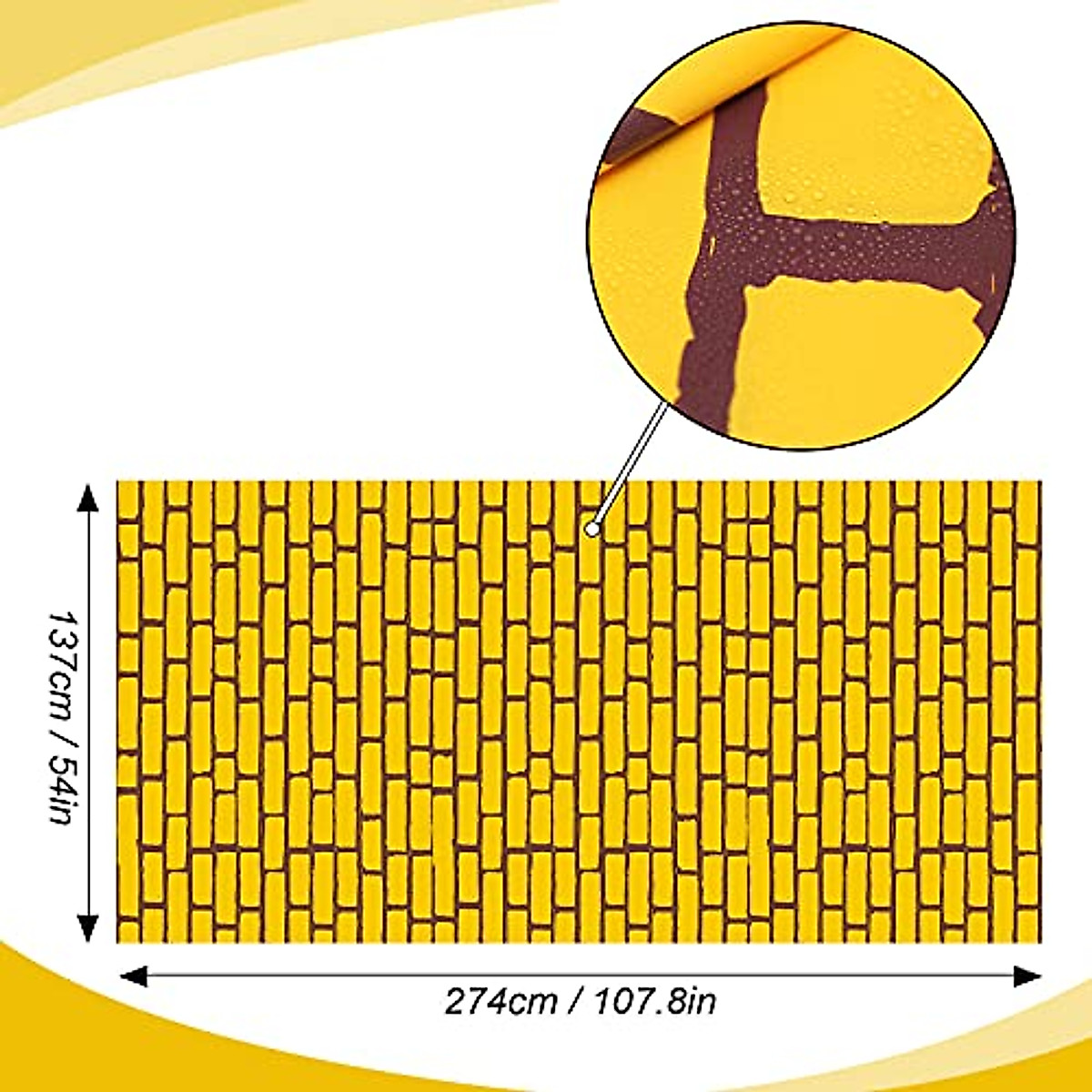 4.5 x 9 Feet Yellow Brick Road Runner Novelty Aisle Floor Runner Brick Wall Backdrop, Princess Decorations Party Supplies for Halloween Cosplay Party (3 Pieces)