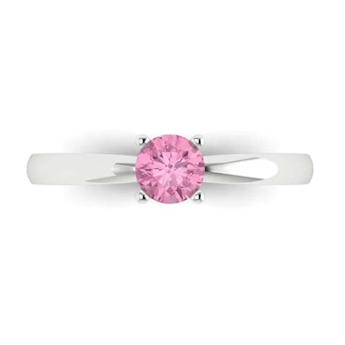 Clara Pucci 0.50 ct Round Cut Solitaire Pink Simulated Diamond Engagement Bridal Promise Anniversary Ring in 18K White Gold Size 10