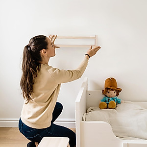 LIANTRAL Kids Bookshelf for Wall, Set of 4 Wall Bookshelf for Kids Room, Nursery Book Shelves for Bedroom Bathroom Kitchen Nursery Decor, Book Shelf Organizer, Natural Wood