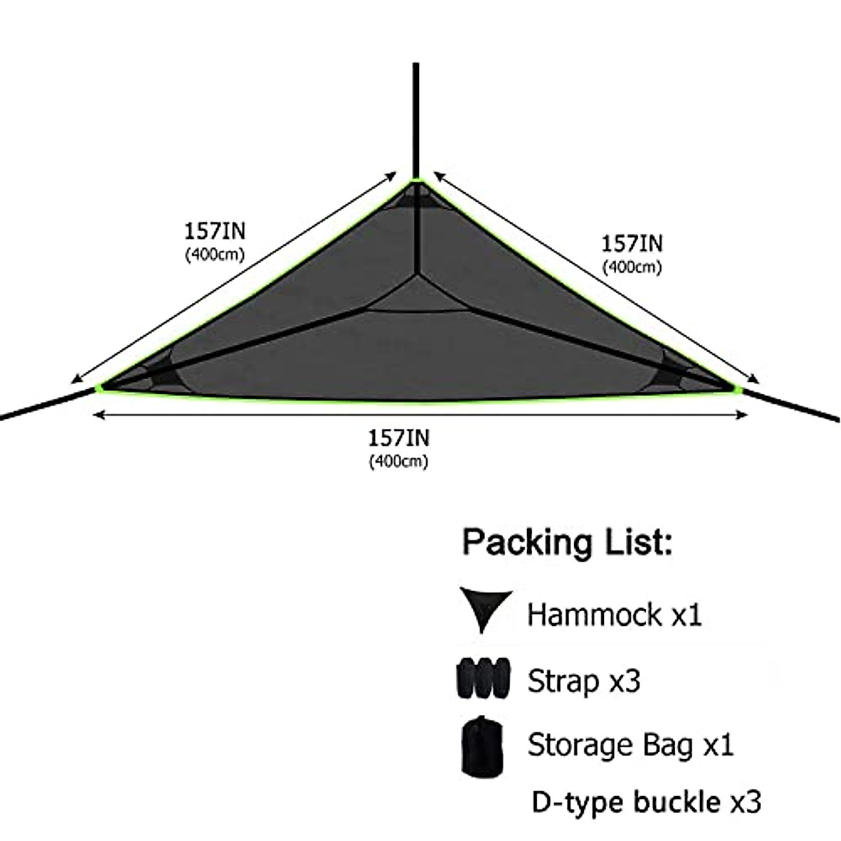 Giant Aerial Triangle Camping Hammock, Multi Person Portable Hammock 2-3 Person Design for Travel Backyard Outdoor Garden Camping