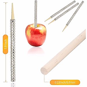 32 PCS Bling Candy Apple Bamboo Sticks, Caramel Apple Wooden Pointed Skewers with Rhinestones Diamond Mesh Wrap, Fruit Treats Pop Dec Bar for Dessert Table Tea Party Birthday Wedding (Silver)
