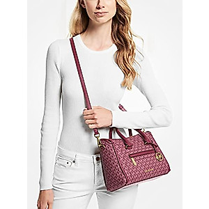 Michael Kors Carine Leather Medium Satchel, Vanilla/Soft Pink