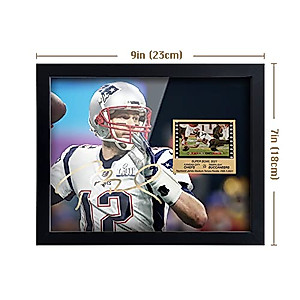 ORIMAMI Sport Fans Gifts - Signed Tom Brady Wooden Framed Photo Art Decor with 1x35mm Memorabilia Film Display,Cool Collectible Gifts for Football Fans - 8x6 Inches