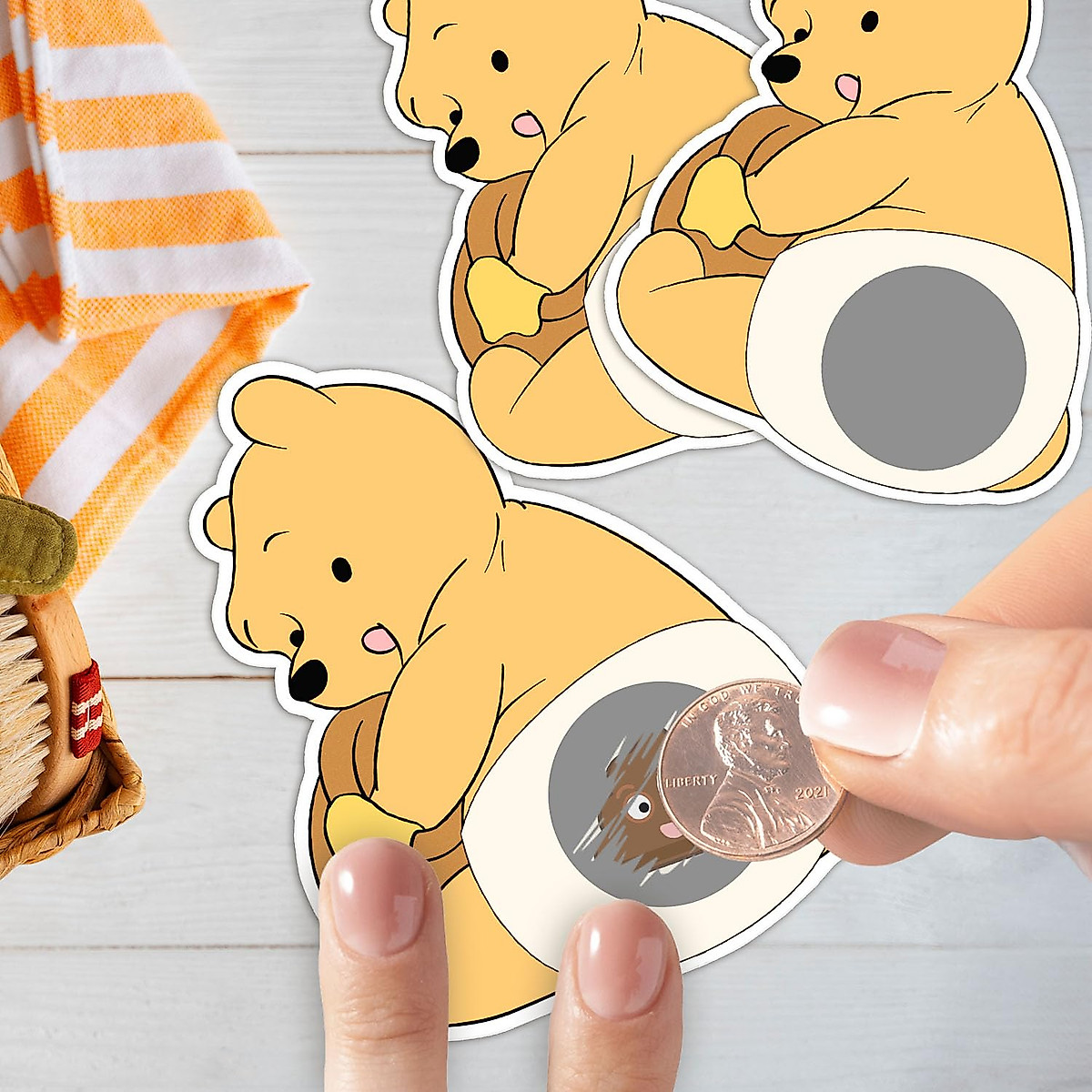 40pcs Winnie Baby Shower Scratch Off Game,Baby Shower Game Gifts For Winners - Baby Shower Prizes for Game Winners,Door Prizes & Silly Activity For Ice Breakers, Poop Scratch Off Lottery Tickets