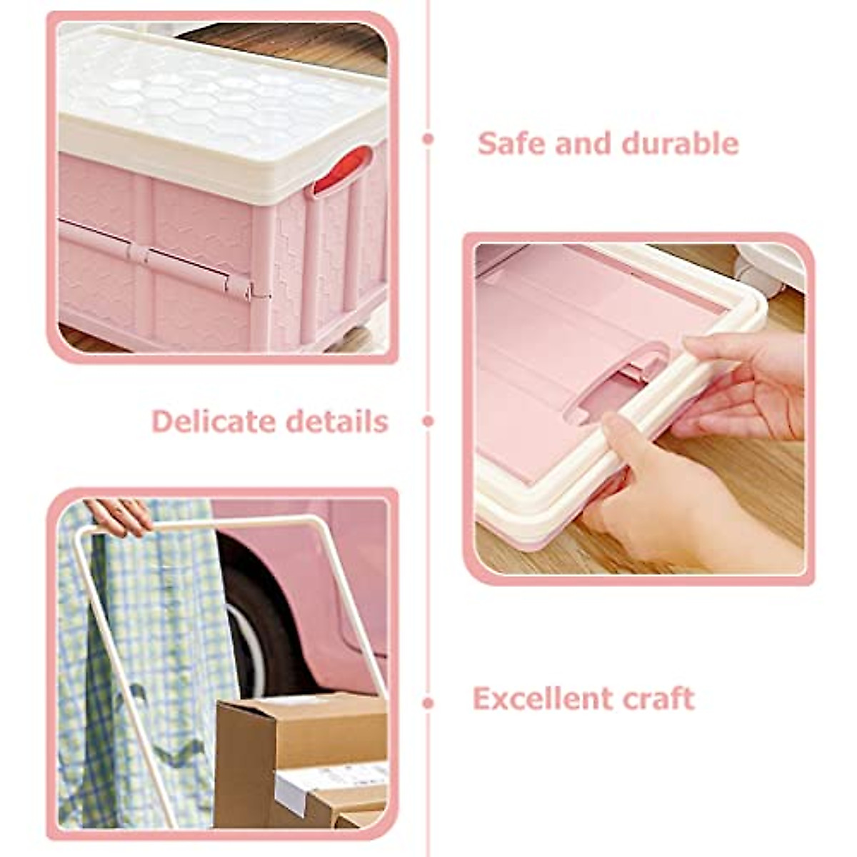 Cabilock Lidded Storage Bin Collapsible Storage Box Stackable Clothes Storage Box With Wheel