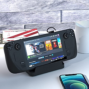 RHOTALL Stand Dock for Steam Deck with Silicone Non-Slip Pad, Stand Base Compatible with Steam Deck, Switch Standard Edition and Switch OLED with 6 Thumb Caps