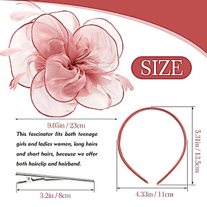 Fascinators Hats for Women Kentucky Derby Tea Party Hat Wedding Mesh Ribbons Cocktail Fancy Flower Feathers Fascinator Clip Pink