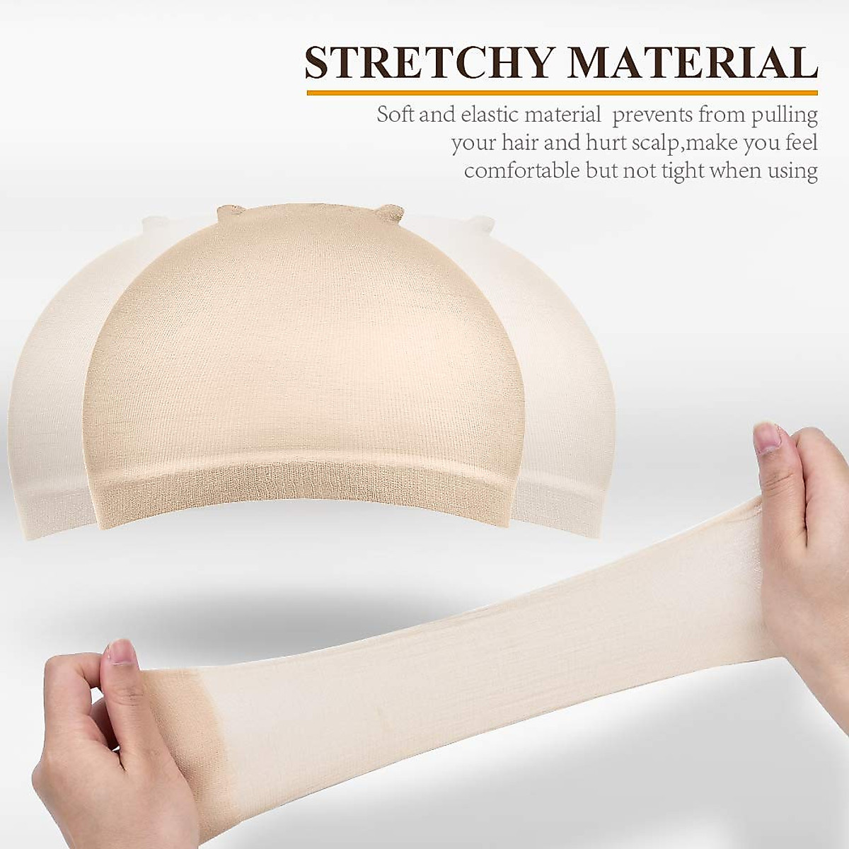 MORGLES 20 Pcs Wig Cap Beige, Stretchy Nylon Wig Caps for Women