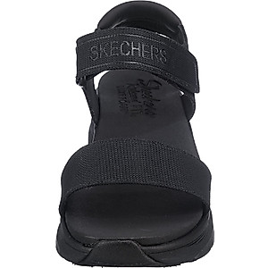 Skechers Cali Women's Women's D'LUX Walker-New Block Sport Sandal, Black/Black, 6