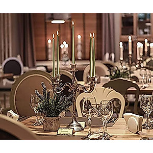 Hyoola Tall Metallic Cream Gold Taper Candles - 10 Inch - Dripless - 12 Pack - 8 Hour Burn Time