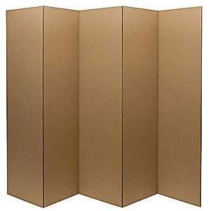 6 ft. Tall White Cardboard Privacy Screen Room Divider - 5 Panel