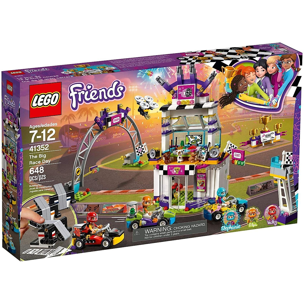 LEGO Friends The Big Race Day 41352 Building Kit, Mini Go Karts and Toy Cars for Girls, Best Gift for Kids (648 Piece)
