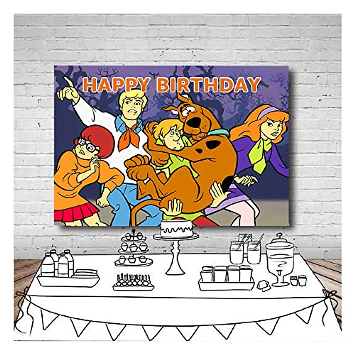 Cartoon What's New Scooby Doo Photography Background 5x3ft for Kids Scooby Theme Happy Birthday Party Supplies Cake Table Decoration Photo Backdrops Supplies