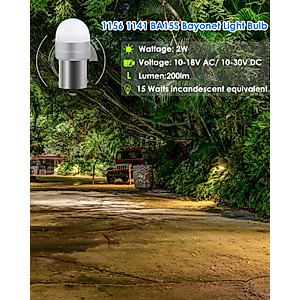 Noobibaba 1156 LED Bulb 1141 LED Bulb P21W BA15S LED Bulb 1383 LED Light Bulb for Landscape Light Bulbs 2W 12V 24V Warm White 2700K 6-Count