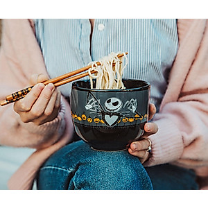 Toynk Disney Nightmare Before Christmas Scary Jack 20-Ounce Ramen Bowl With Chopsticks