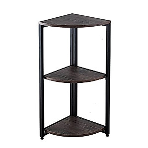 XRESLUCO Corner Shelf, 3-Tier Corner Bookshelf, 12 x 12 x 28.5 Inches Corner Shelf Stand for Living Room, Bedroom and Home Office, Easy to Assemble, Rustic Brown