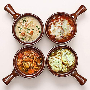 LIFVER French Onion Soup Bowls, 18 Oz French Onion Soup Crocks Oven Safe, Soup Crocks with Handles and Lids, Ceramic Soup Bowls for Soup, Stew, Chilli, Set of 4