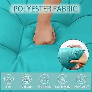 RUFXIEZW Porch Swing Cushions, Waterproof Bench Cushion with Backrest, 4In Thicck Three Seat Swing Replacement Cushions, Replacement Seat Pad Cushion for Patio Swing (Lake blue, 40 * 60 in)