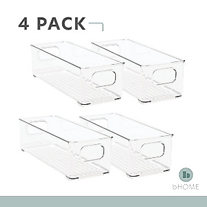 bHome & Co Clear Plastic Storage Bins - Pantry Organization and Storage Containers Small Stackable Clear Storage Bins Containers for Organizing - Kitchen Organization - Fridge Pantry Organizer Bins
