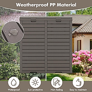 Goplus 62 Gallon Outdoor Trash Can, Waterproof Double Bucket Waste Bin w/Tiered Lid, Drip Tray, Cut-Out Handle, Large Classified Outside Garbage Bin for Garden, Backyard, Deck, Kitchen