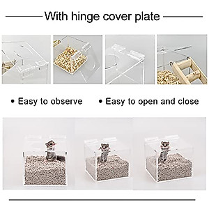 Jiorola Acrylic Critter's Sand Bath Box - Clear Hamster Digging Sand Container Bath Container Digging & Hide for Hamsters Mice Dormouse Gerbils or Other Small Pets