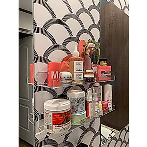 Cq acrylic 15" Invisible Acrylic Floating Wall Ledge Shelf, Wall Mounted Nursery Kids Bookshelf, Invisible Spice Rack, Clear 5MM Thick Bathroom Storage Shelves Display Organizer, 15" L,Set of 4