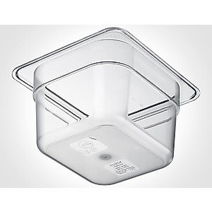CURTA 6 Pack NSF Food Pans, 1/6 Size 4 Inch Deep Commercial Food Storage Containers, Polycarbonate, Clear