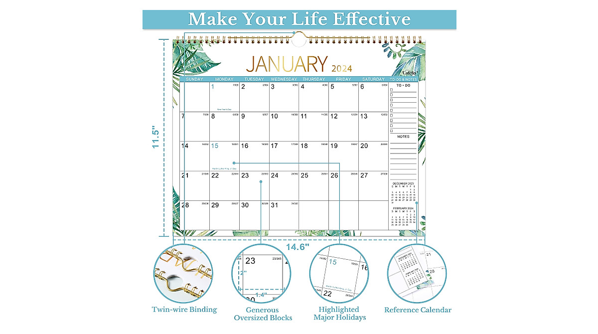2023 Wall Calendar - Organize with 12 Monthly Julian Date Planner