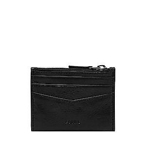 Fossil Men's Andrew Leather Zip Card Case Wallet, Black, (Model: ML4394001)