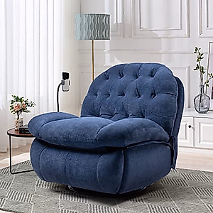 YI DANICA Recliner Chair with Massage Rocker Swivel Heated Modern Ergonomic Lounge 360 Degree Single Sofa Seat Living Room Sponge Filling USB Charge Port