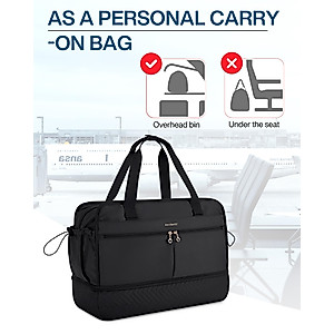 BAGSMART Weekender Bag for Women, 40L Carry on Weekend Overnight Bag, Large Travel Duffel Bag for Traveling, Gym Bag with Shoe Compartment-Black