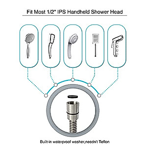 PHASAT Shower Hose,138 Inches Extra Long Shower Hose Replacement,304 Stainless Steel Shower Head Hose Extension Brushed Nickel,A3107N-3.5