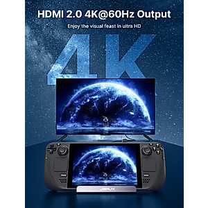 JSAUX Docking Station for Steam Deck/ROG Ally/Legion Go/MSI Claw, 6-in-1 Steam Deck Dock with HDMI 4K@60Hz, Gigabit Ethernet, 3 USB-A 3.0 and 100W Charge, Compatible with Steam Deck OLED-HB0603