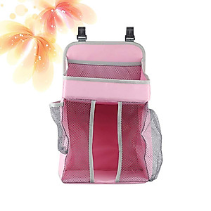 TOPBATHY Hanging Diaper Organizer Baby Hanging Diaper Stacker Nursery Bag for Baby Nursery Crib Storage (Pink)