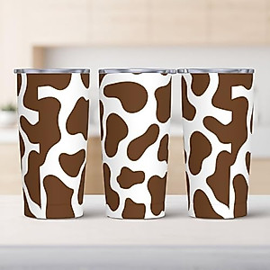 IYERSKD Psychedelic Brown Cow Print 20 oz Stainless Steel Tumbler Vacuum Insulated Leakproof Travel Mug for Car Office Gym