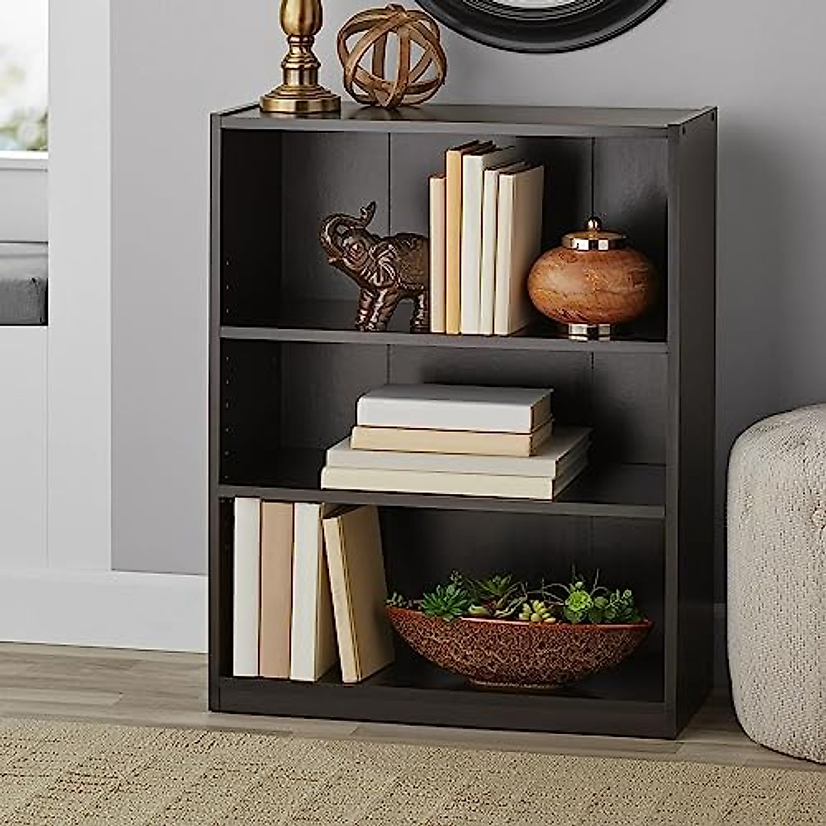 Mainstays 3-Shelf Bookcase with Adjustable Shelves Espresso